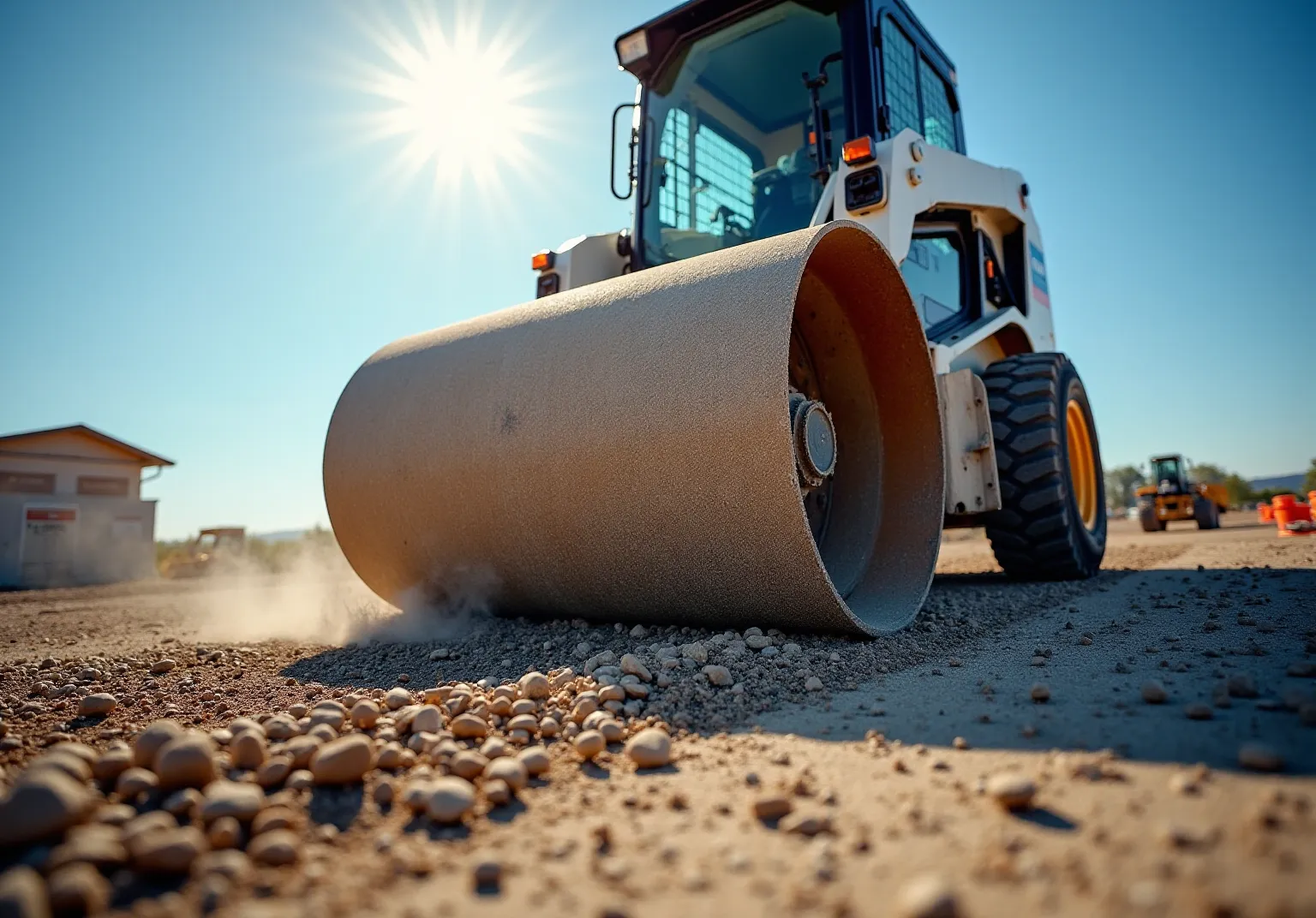 What is a Skid Steer Roller Attachment for Rent in Construction?
